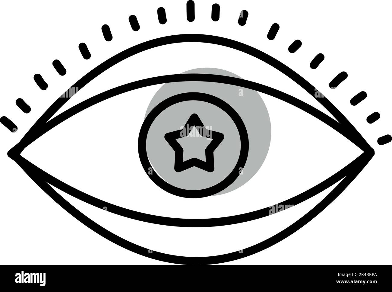 Eye with star, illustration, vector on a white background Stock Vector ...