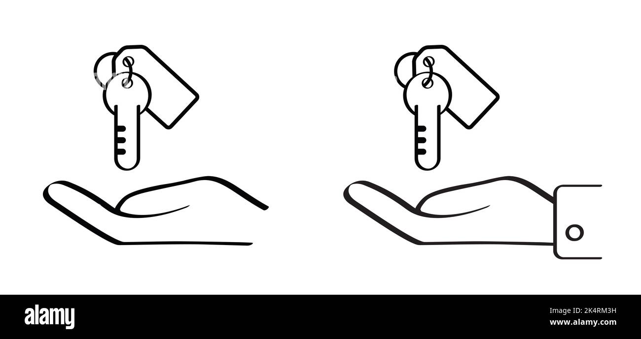 Hand giving car keys. Supporting, two open hands or open hand palms ...