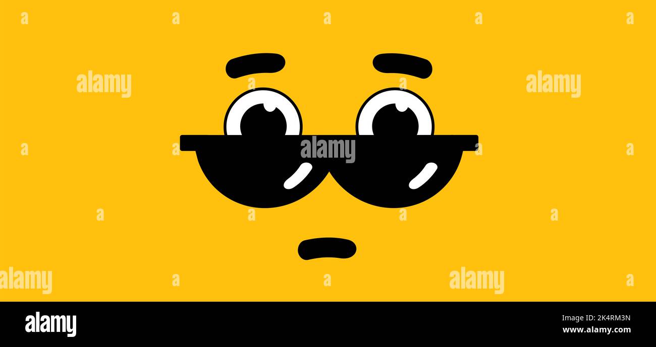 emoticon, emoji face smiling and sunglasses. Cartoon vector cool sign ...