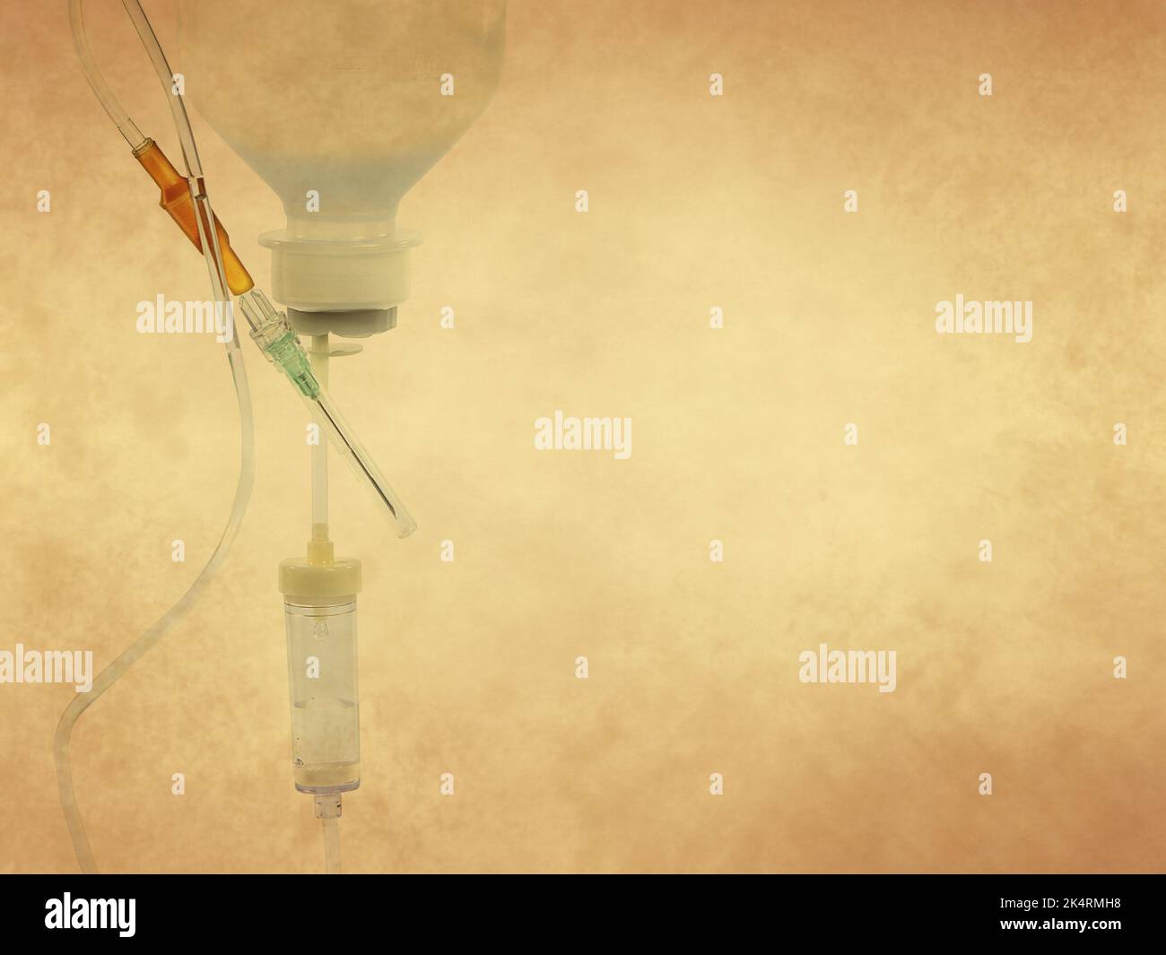 Intravenous medical perfusion system on old paper background Stock ...