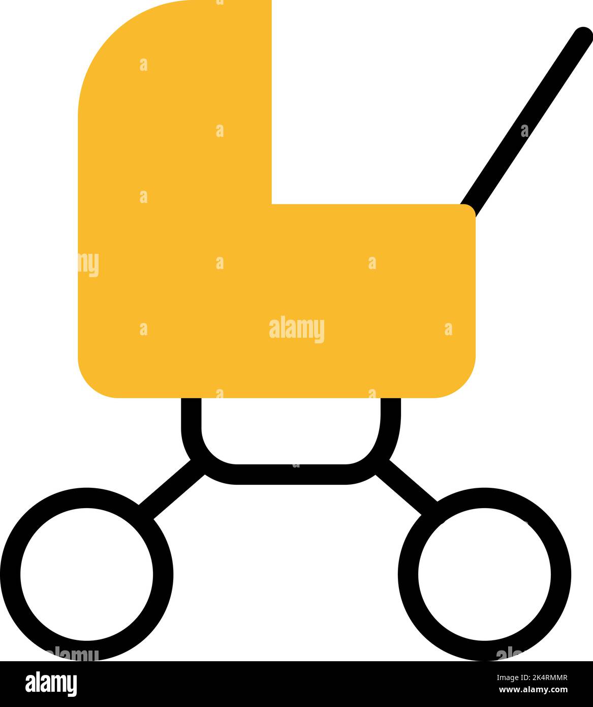 Yellow baby stroller, illustration, vector on a white background Stock ...