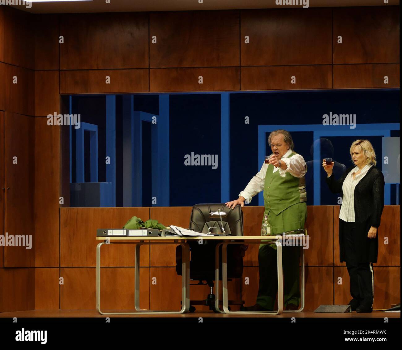 Berlin, Germany. 03rd Oct, 2022. Michael Volle (Wotan, green suit ...