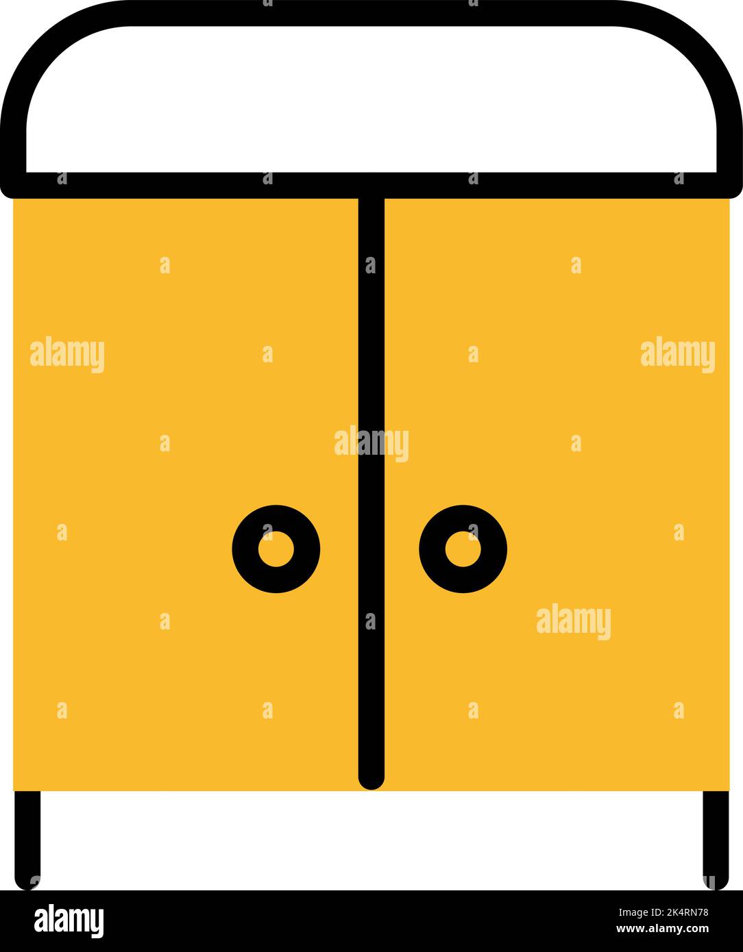 Yellow desk with cabinets, illustration, vector on a white background ...