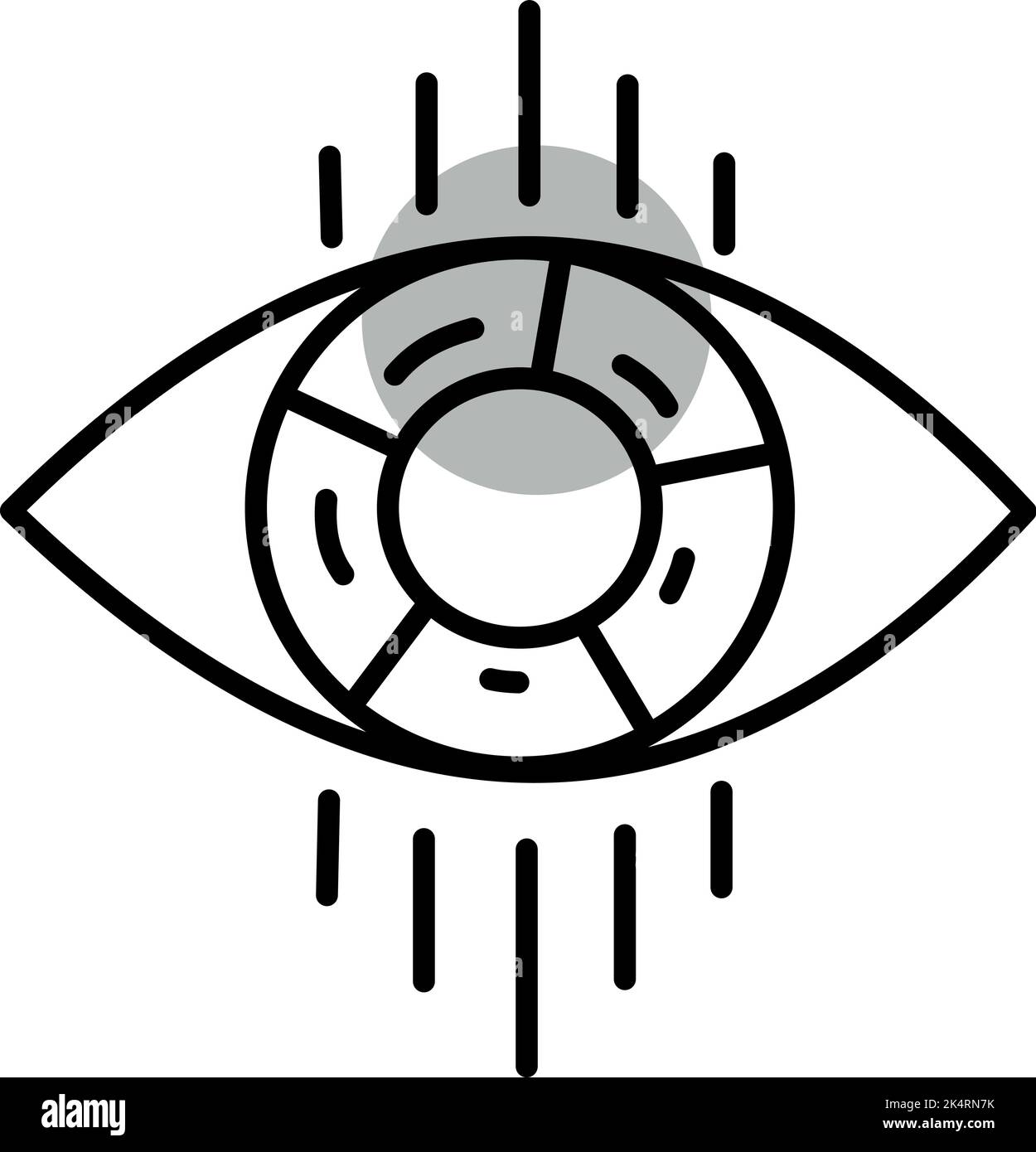 Eye with lens, illustration, vector on a white background Stock Vector ...