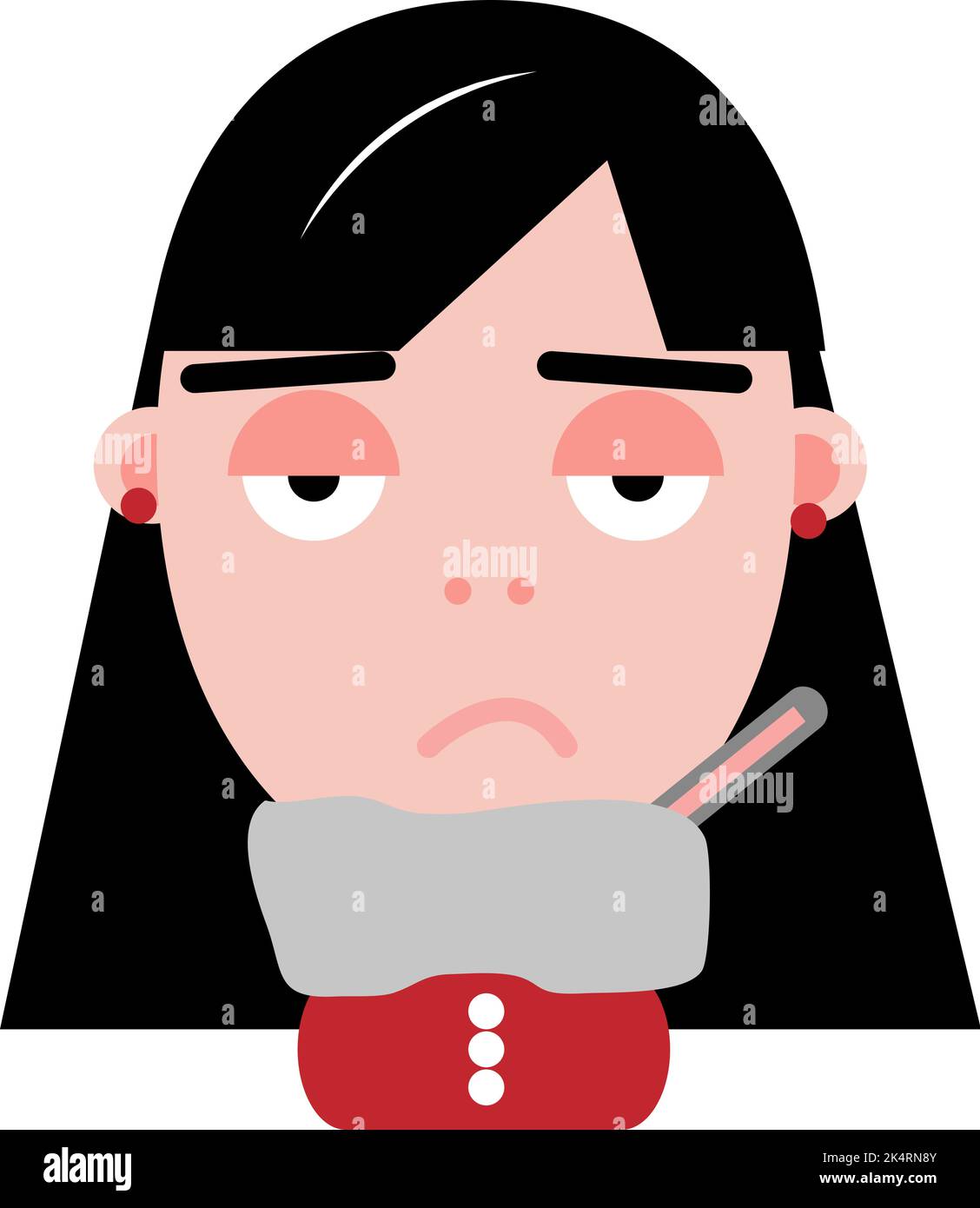 Ill girl, illustration, vector on a white background Stock Vector Image ...