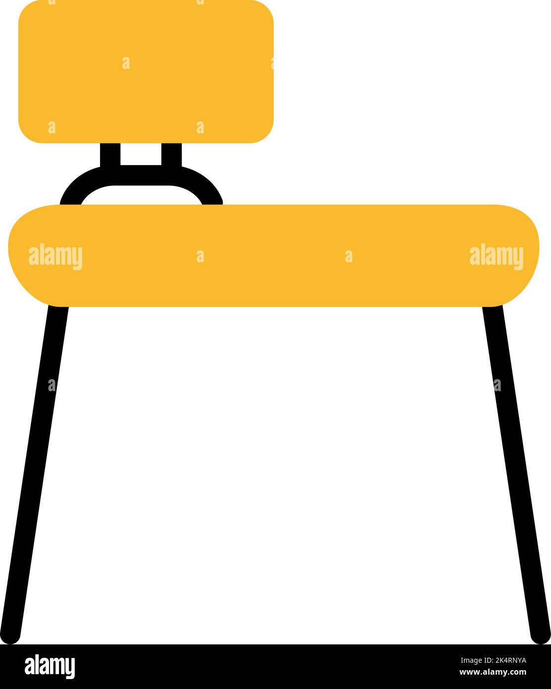 Yellow study desk, illustration, vector on a white background Stock ...
