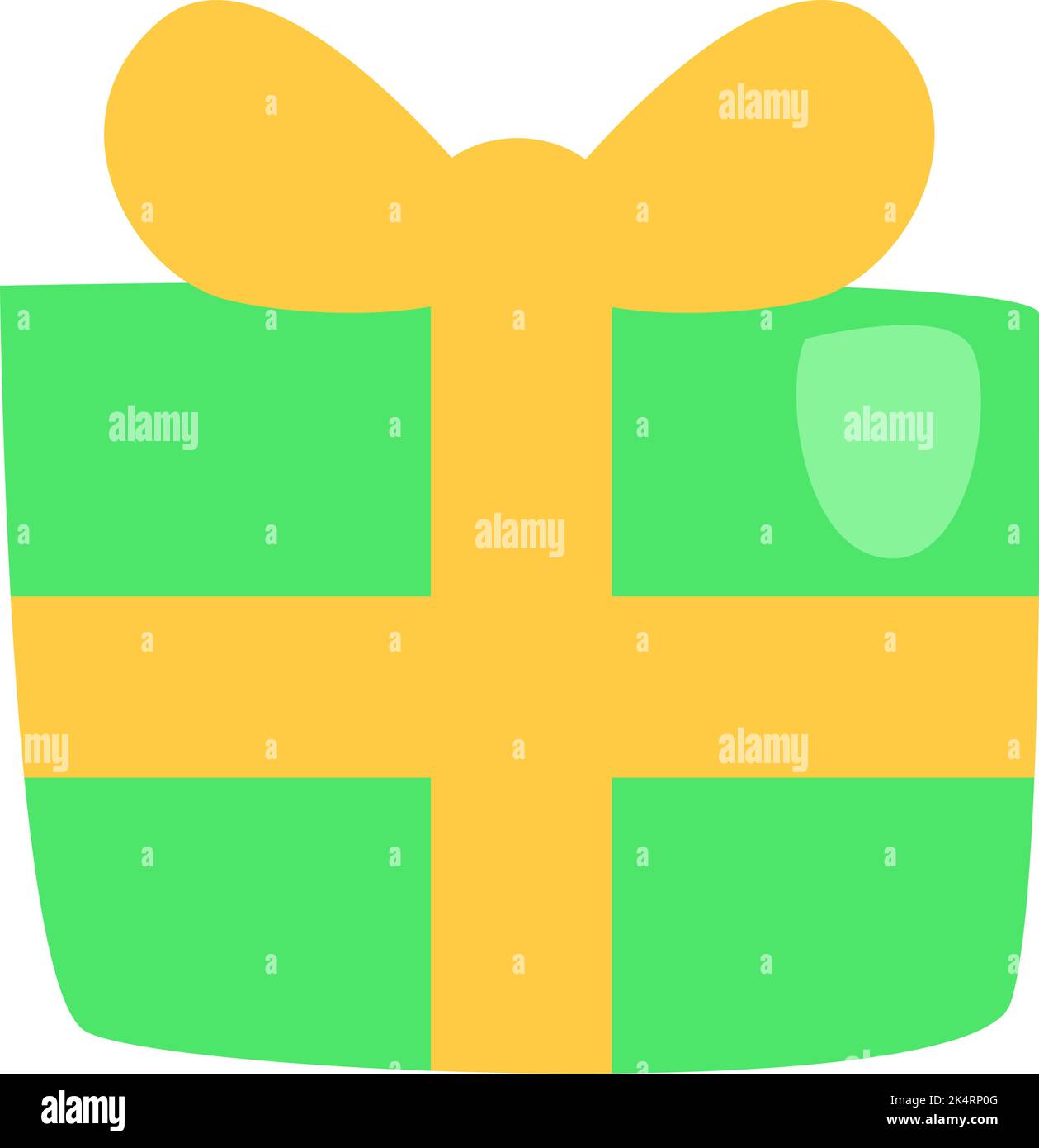 Green present with yellow bow, illustration, vector on a white ...