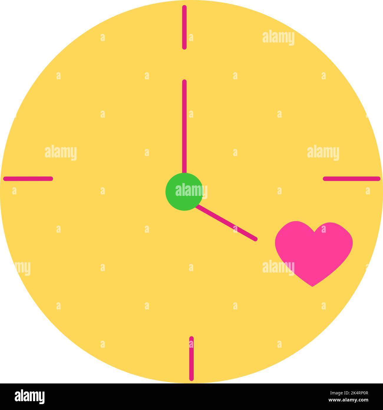 Love clock, illustration, vector on a white background Stock Vector ...