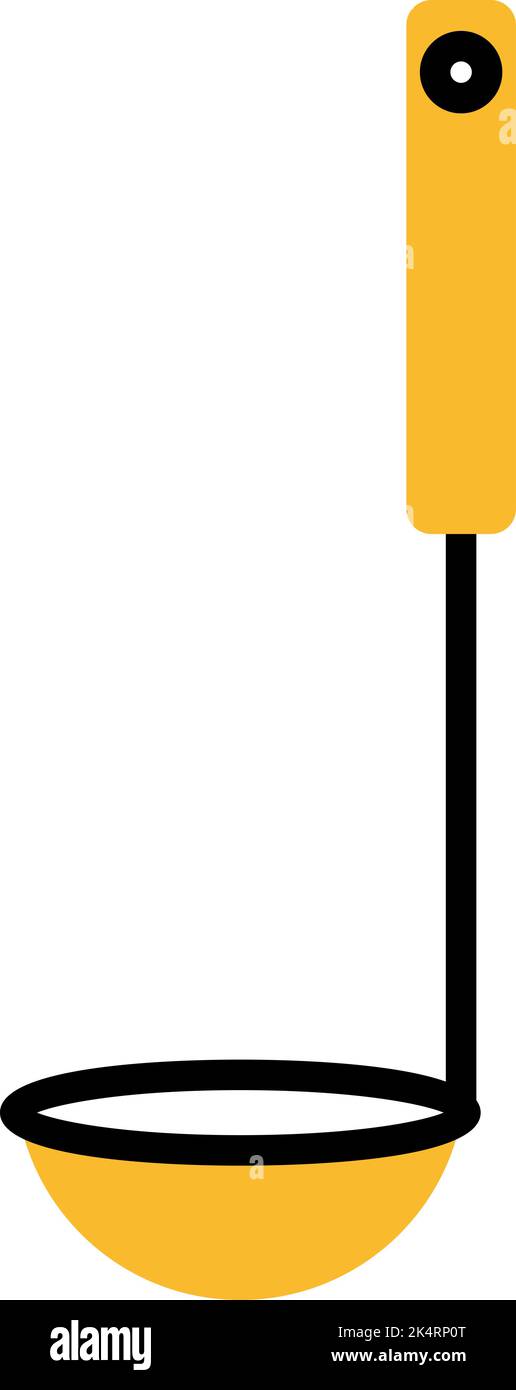 Kitchen laddle, illustration, vector on a white background Stock Vector ...