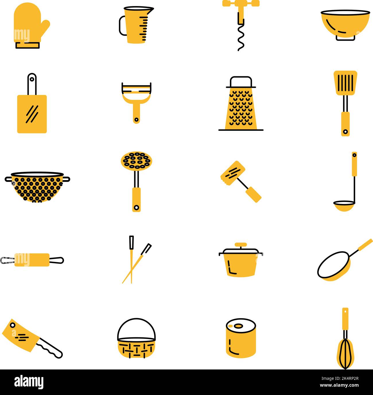 Kitchen cooking tools, illustration, vector on a white background Stock ...