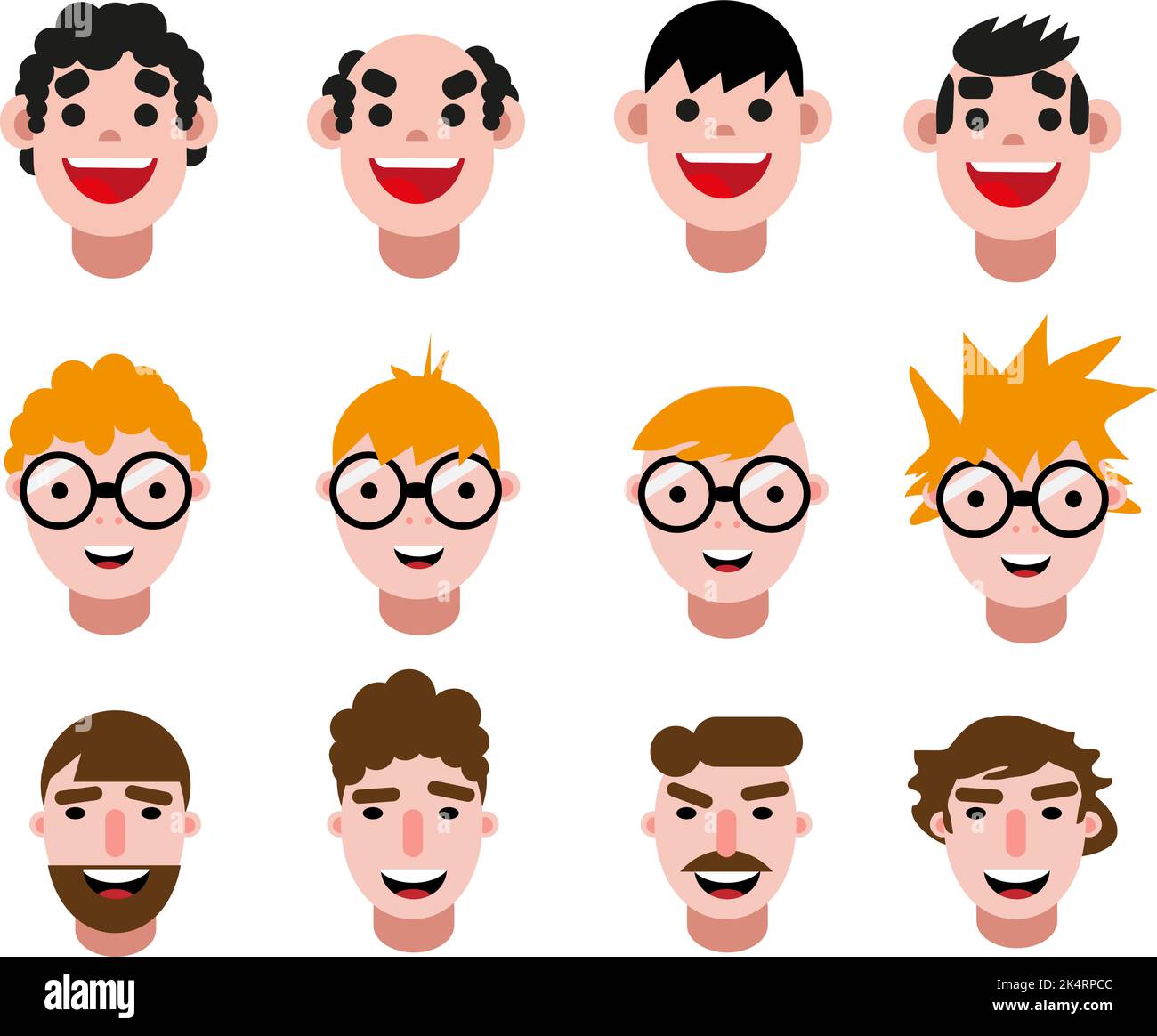 Different man hair styles, illustration, vector on a white background ...