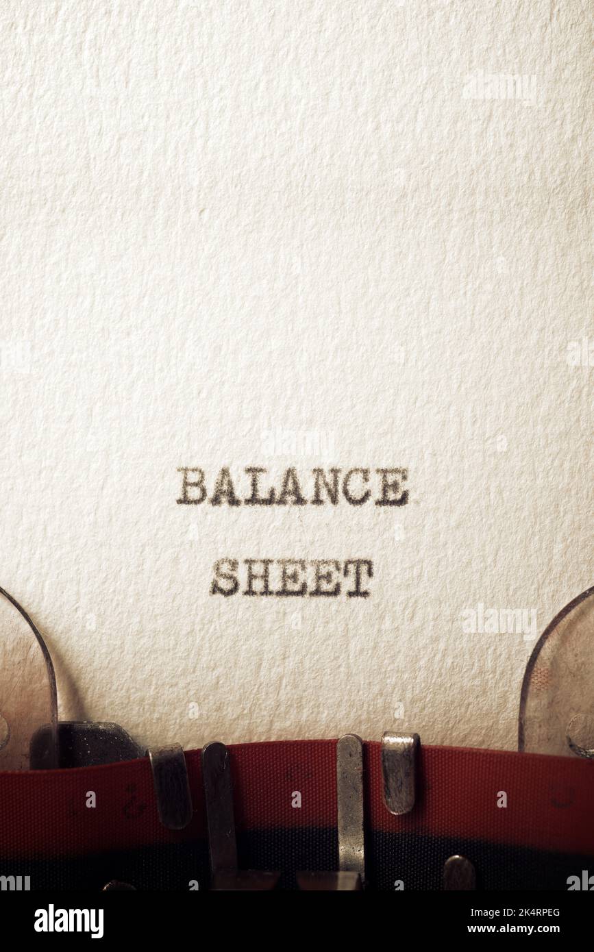 Balance sheet text written with a typewriter Stock Photo - Alamy