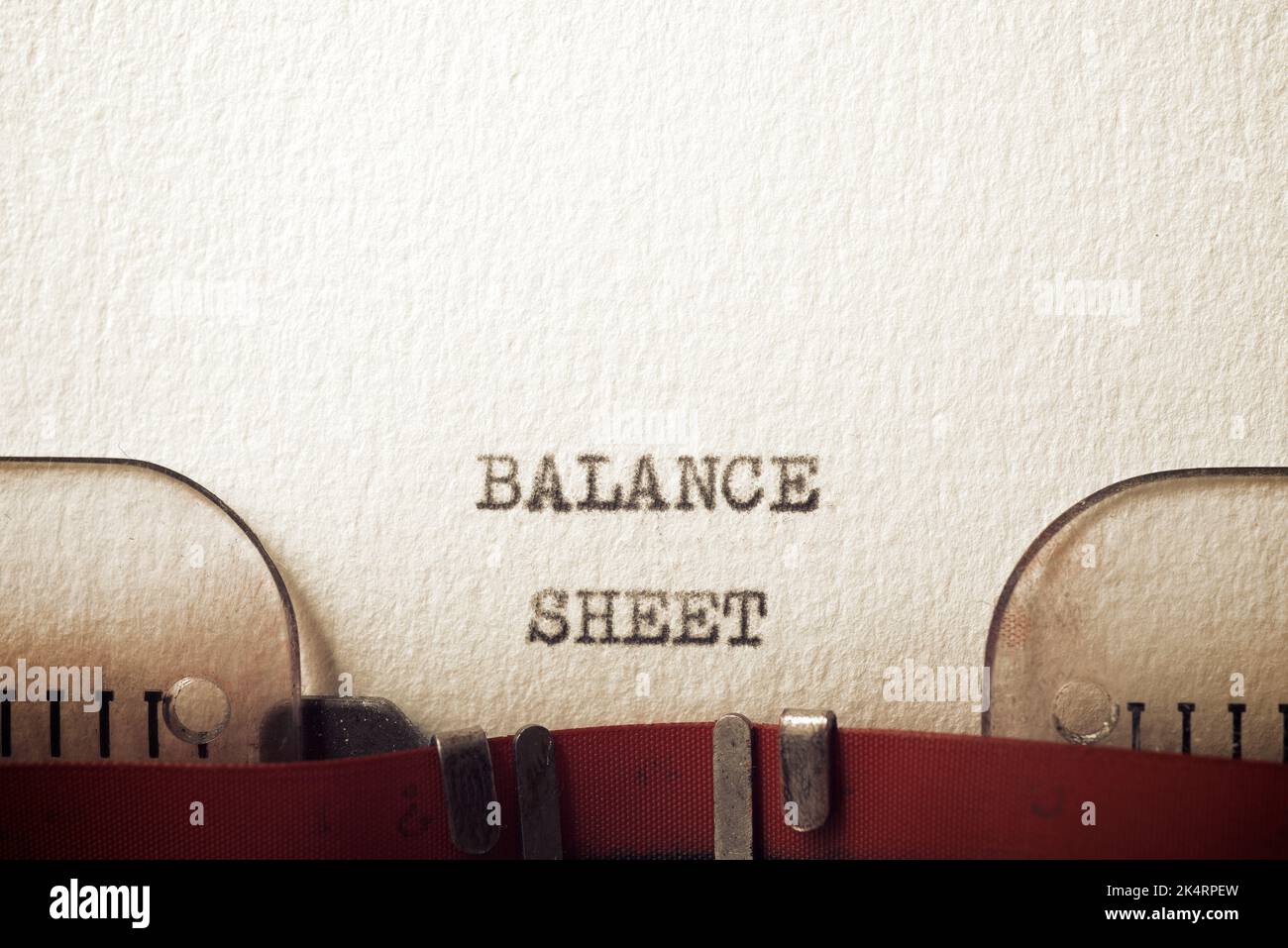 Balance sheet text written with a typewriter Stock Photo - Alamy