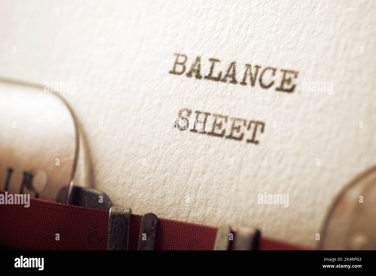 Balance sheet text written with a typewriter Stock Photo - Alamy