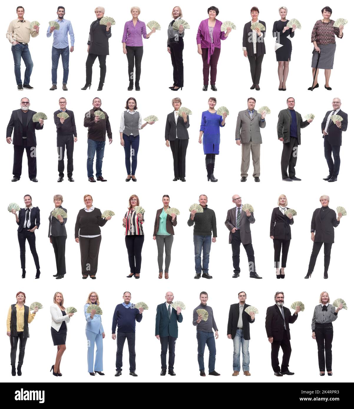 group of successful people holding money in hand Stock Photo - Alamy