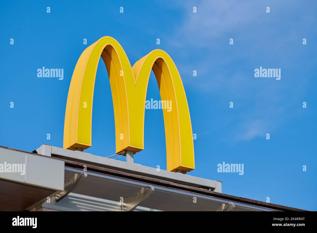 Rostov on Don, Russia - 02.21.2022 - McDonalds logo on roof of fast ...