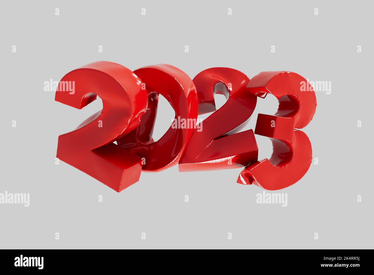 Deformed red numbers 2023 new year 3d render Stock Photo - Alamy