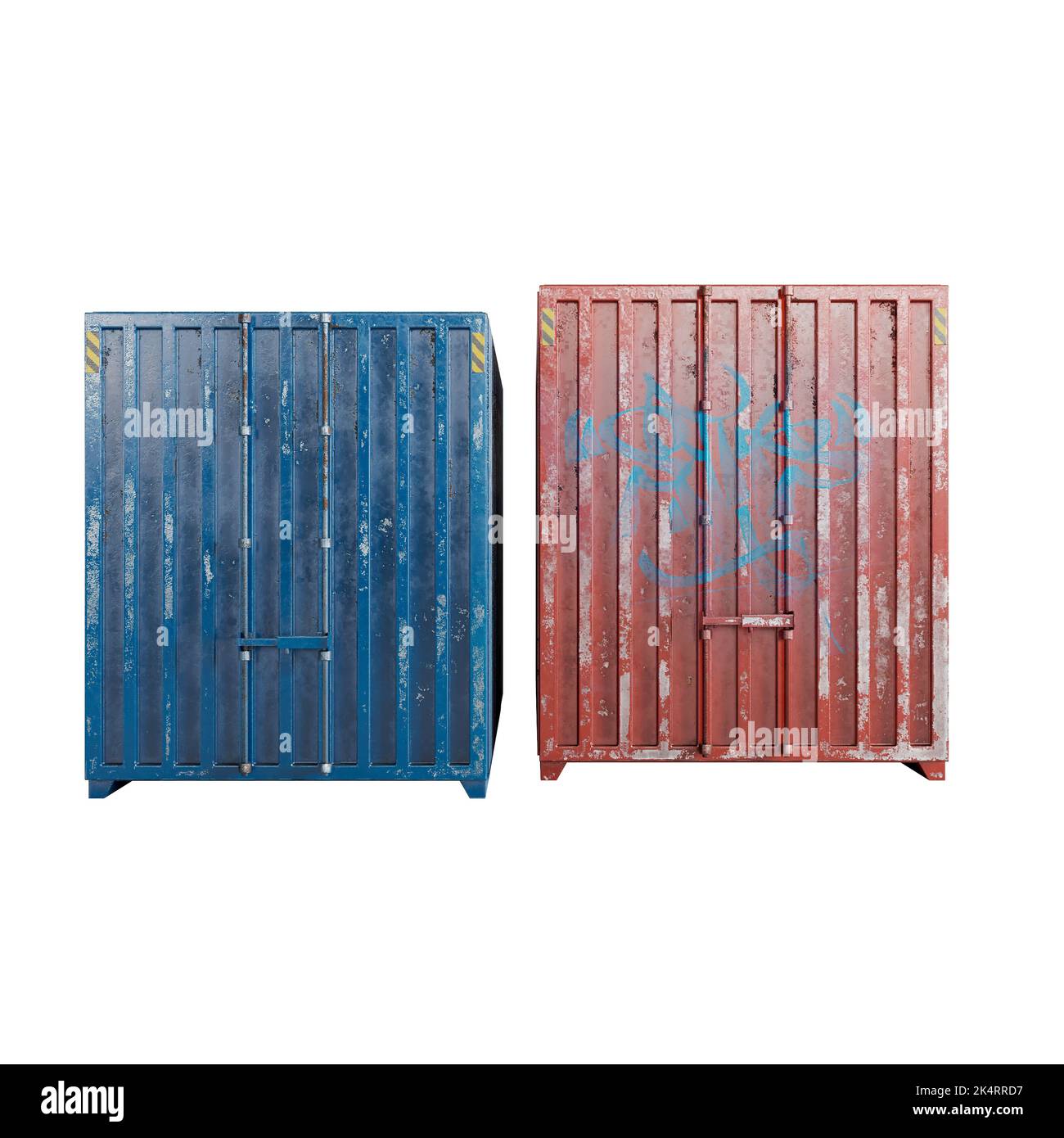 The old cargo containers isolated on a white background Stock Photo - Alamy