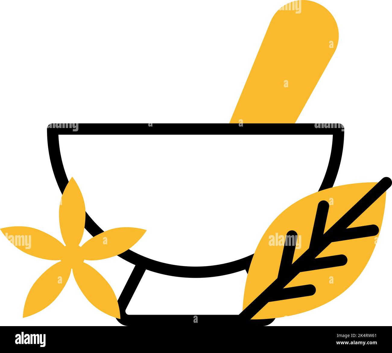 Spa herbal bowl, illustration, vector on a white background Stock ...