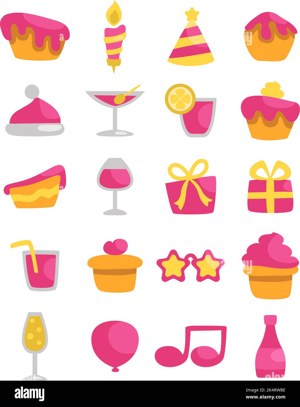 Pink party, illustration, vector on a white background Stock Vector ...
