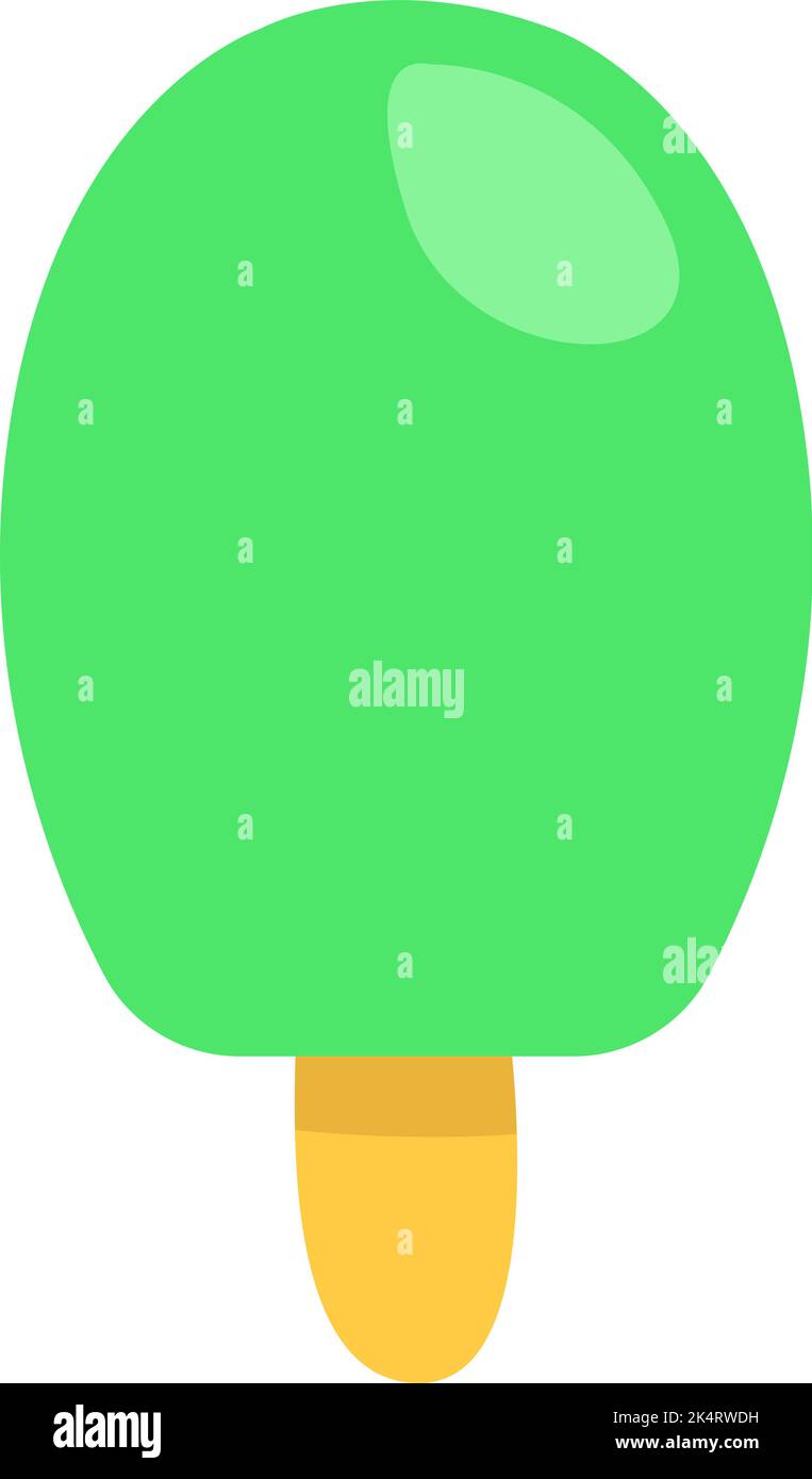 Green ice cream on stick, illustration, vector on a white background ...