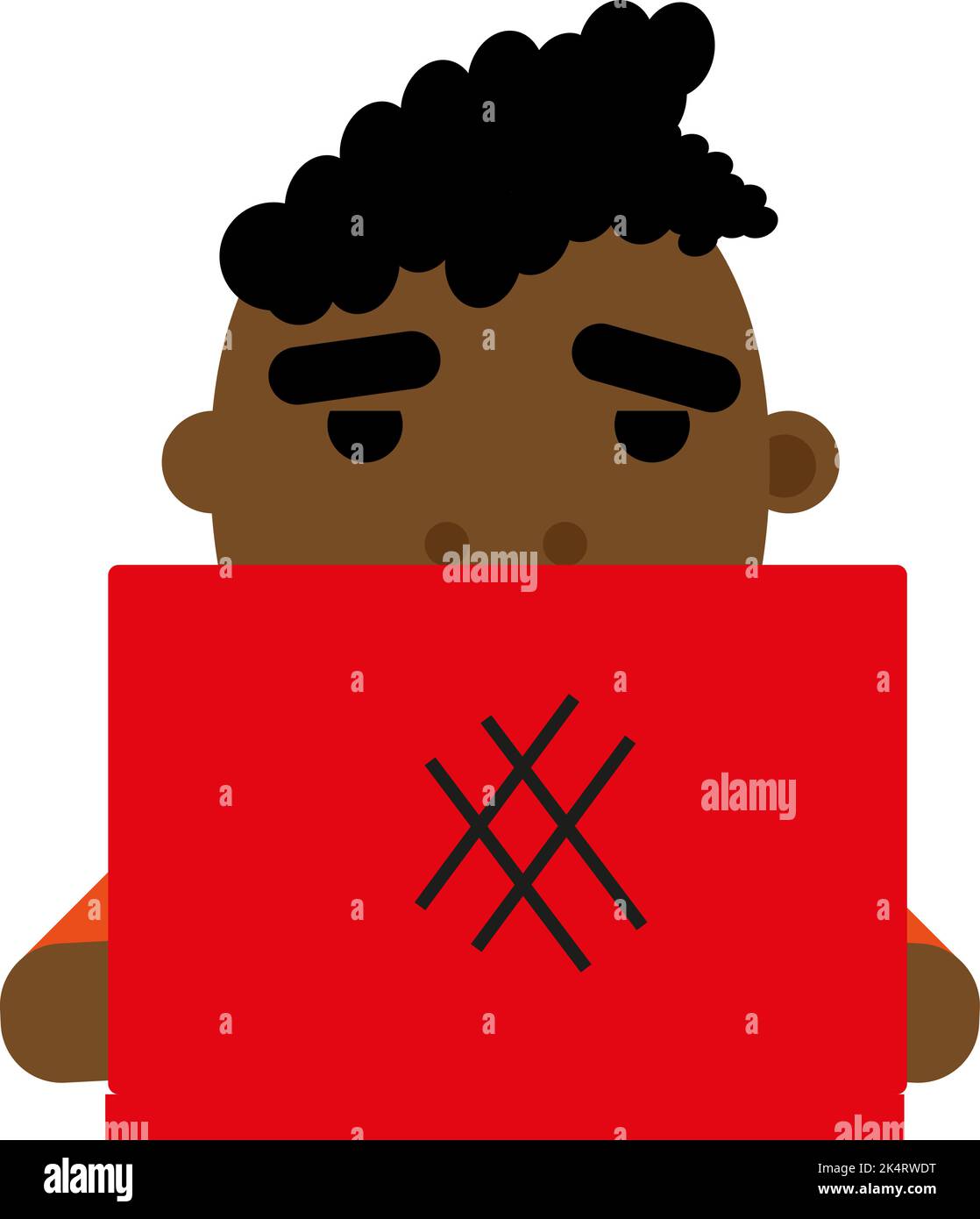 American guy with red laptop, illustration, vector on a white ...