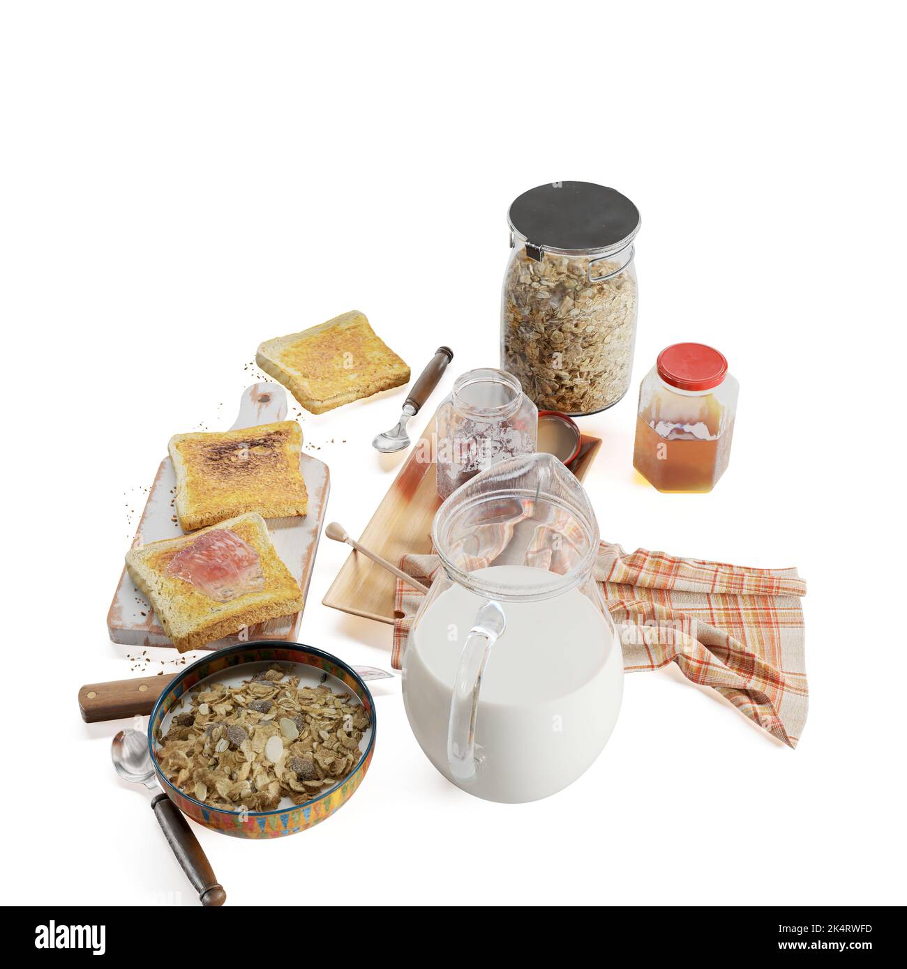 The breakfast meals isolated on a white background Stock Photo - Alamy