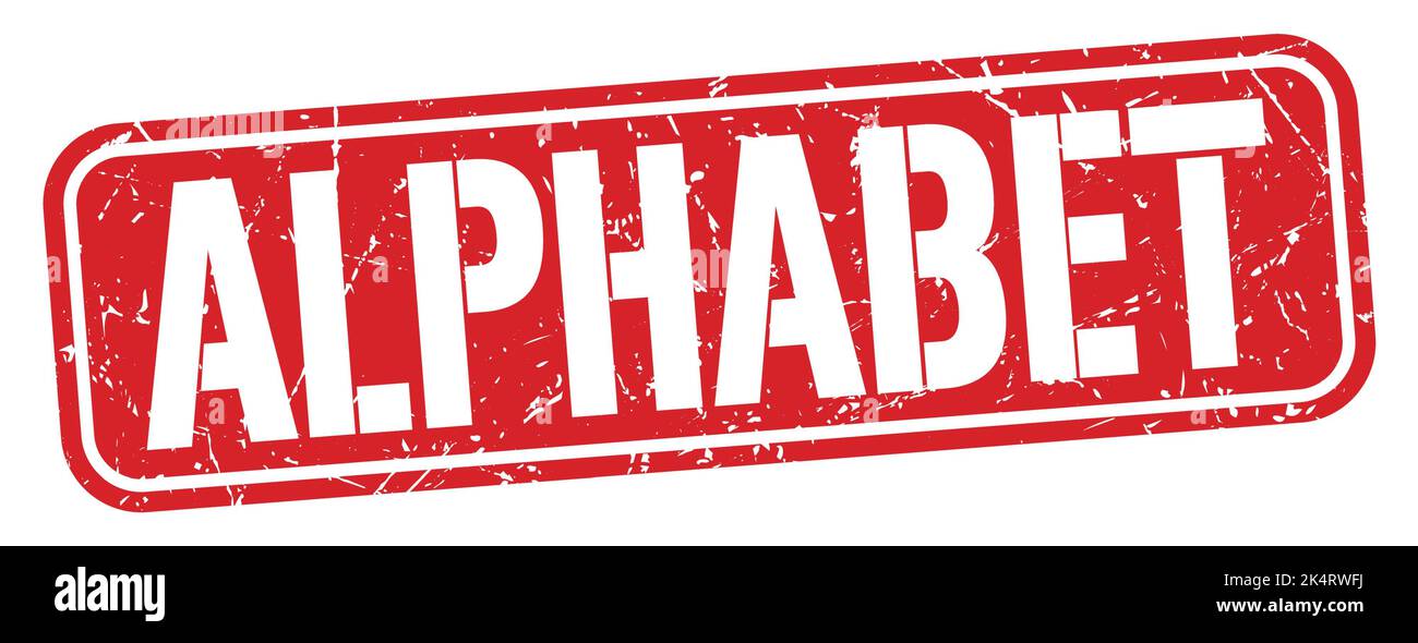 ALPHABET text written on red grungy stamp sign Stock Photo - Alamy