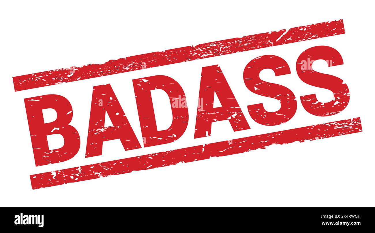 BADASS text written on red rectangle stamp sign Stock Photo - Alamy