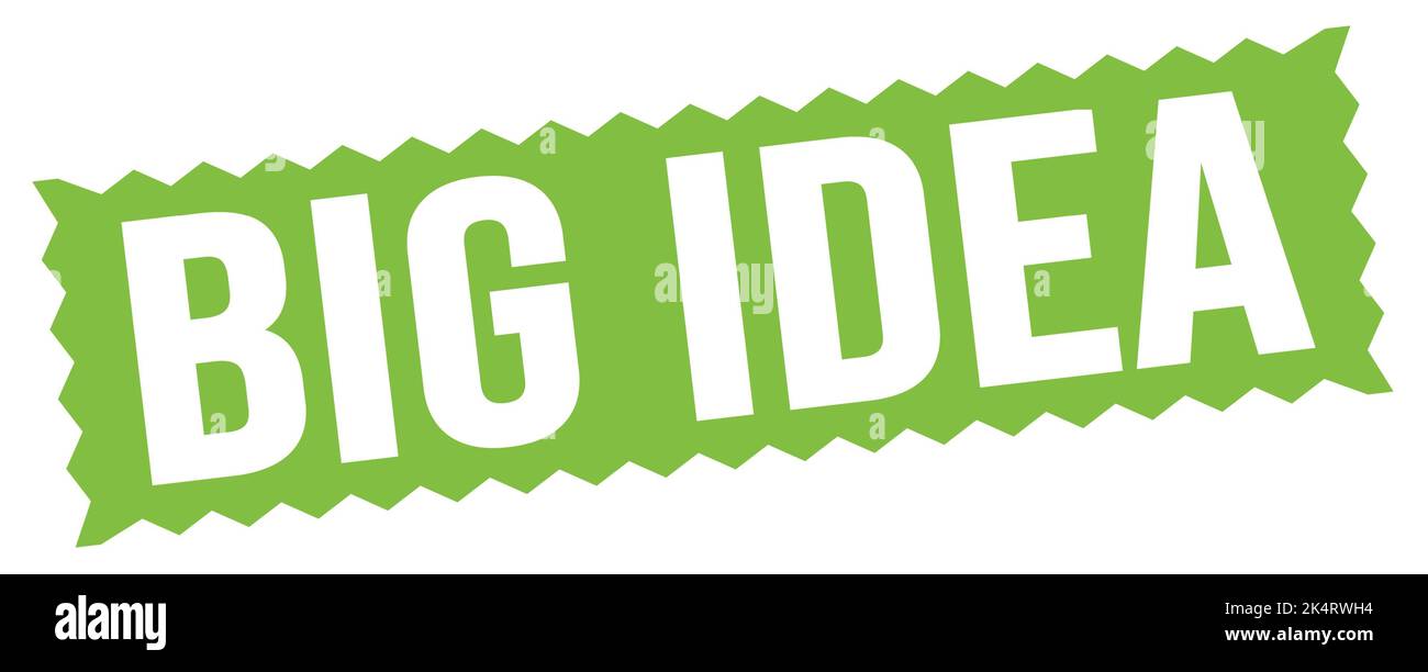 BIG IDEA text written on green zig-zag stamp sign Stock Photo - Alamy