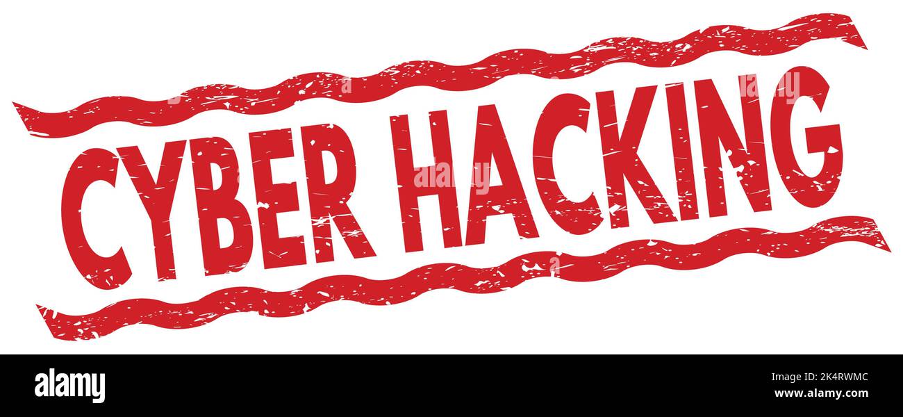 CYBER HACKING text written on red lines stamp sign Stock Photo - Alamy
