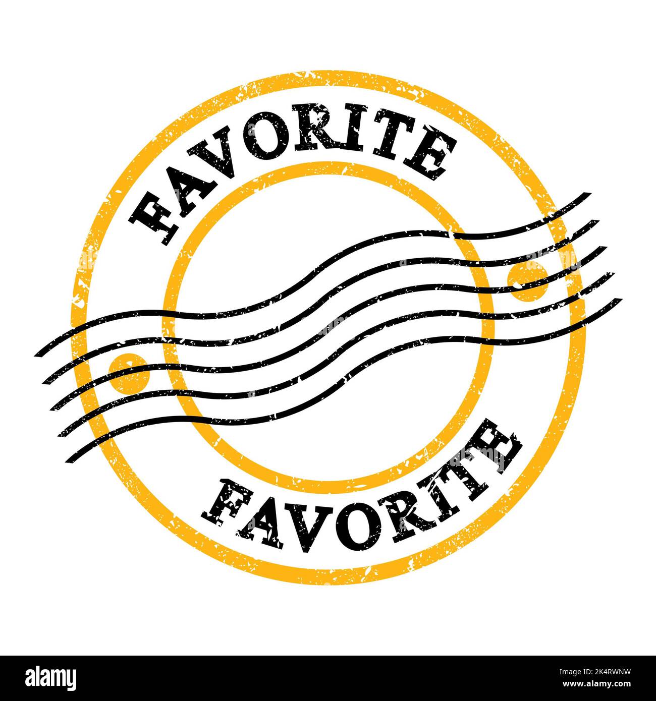 FAVORITE, text written on yellow-black grungy postal stamp Stock Photo ...
