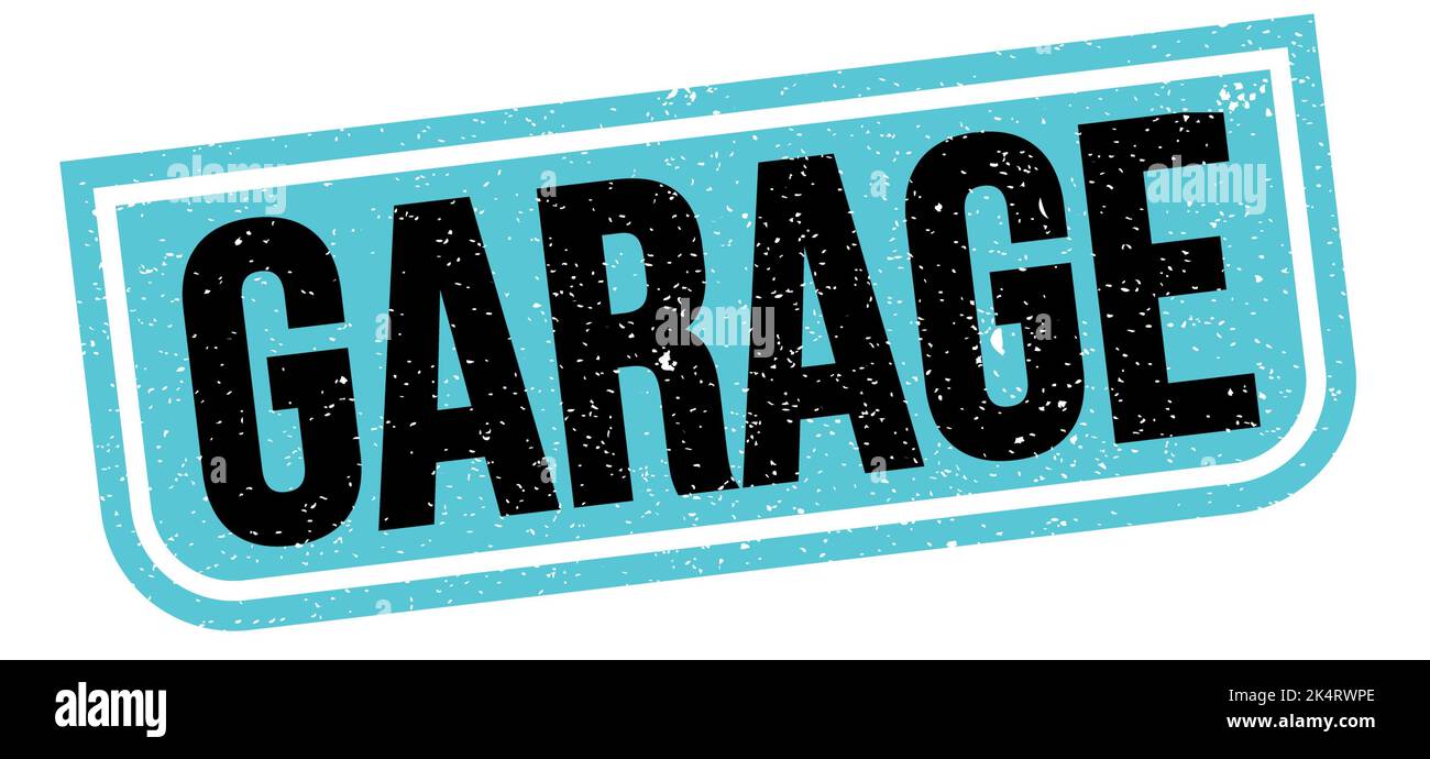 GARAGE text written on blue-black grungy stamp sign Stock Photo - Alamy
