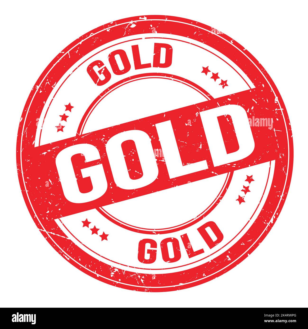 GOLD text written on red round grungy stamp sign Stock Photo - Alamy