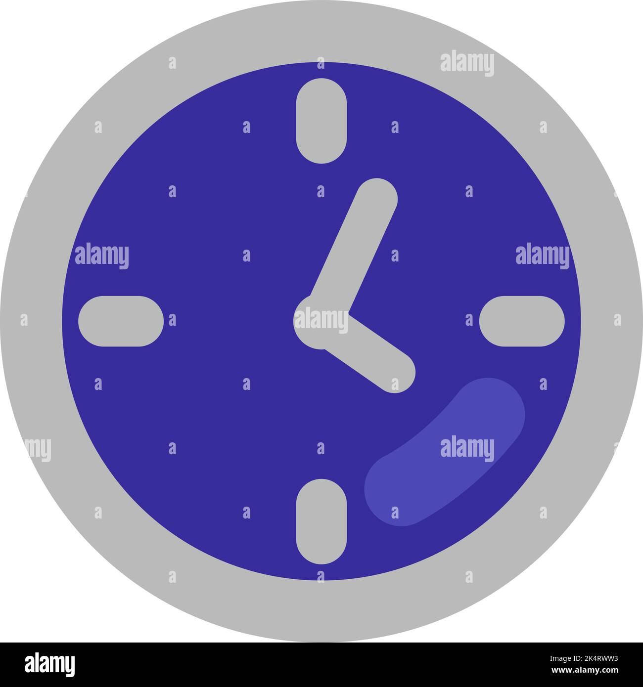 Grey and blue wall clock, illustration, vector on a white background ...