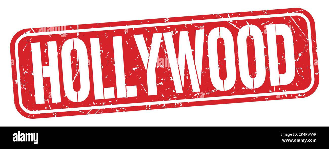 HOLLYWOOD text written on red grungy stamp sign Stock Photo - Alamy