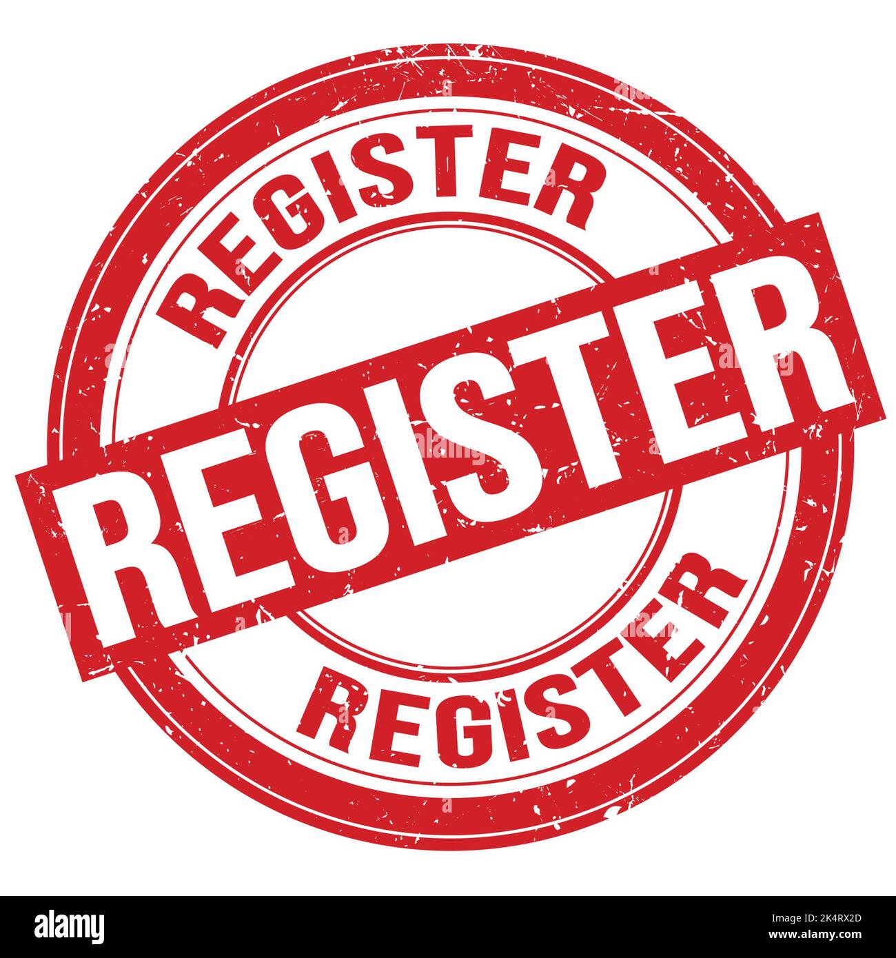 REGISTER text written on red round grungy stamp sign Stock Photo - Alamy