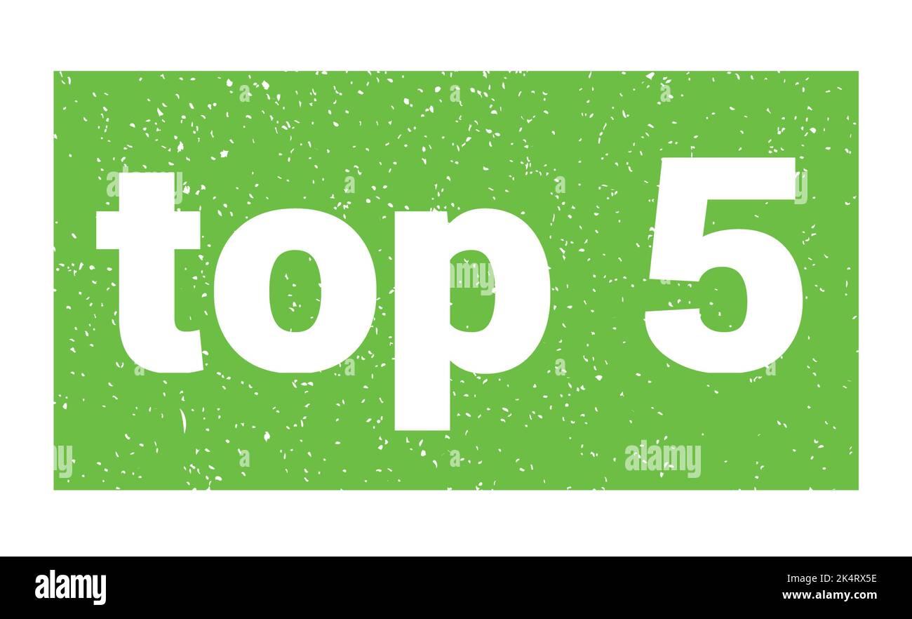 top 5 text written on green grungy stamp sign Stock Photo - Alamy