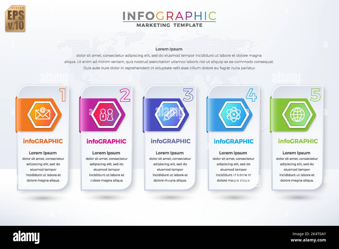 Infographic business design hexagon icons colorful marketing template ...