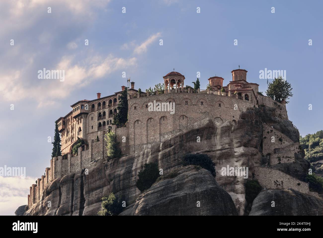 Bottom view of Varlaam Monastery, stone wall, Byzantine-style inner ...