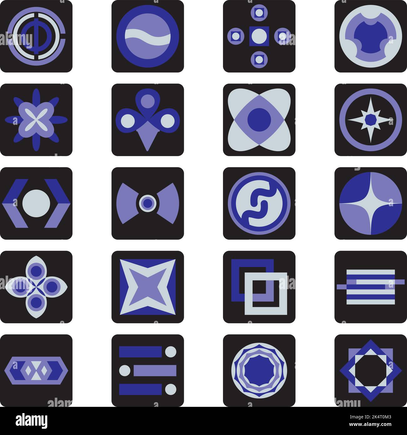 Abstract blue icon pack, illustration, vector on a white background ...