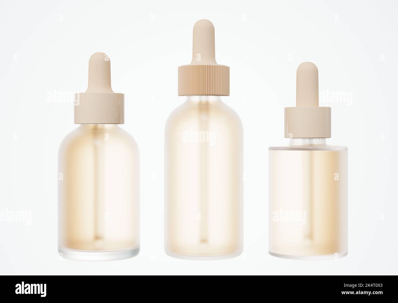 Set of different beige cosmetic serum dropper bottles, skin care ...