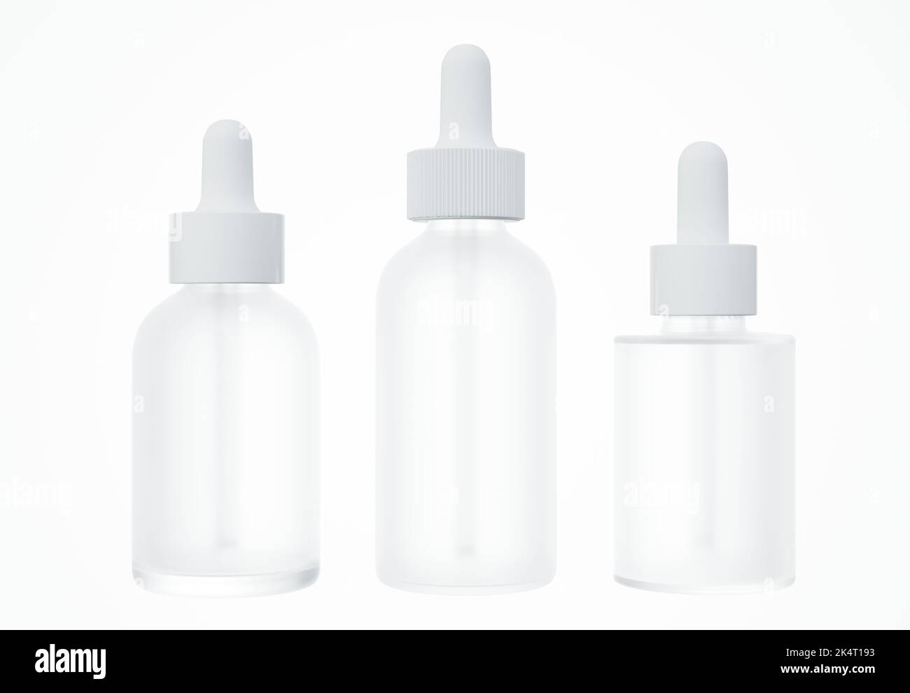 Set of different white cosmetic serum dropper bottles, skin care ...