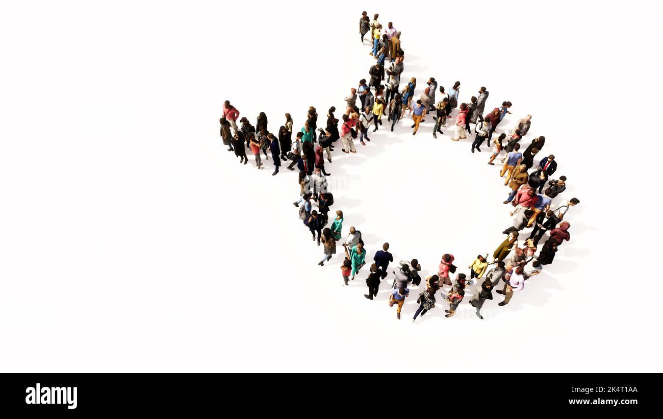 Concept or conceptual large gathering of people forming an taurus ...