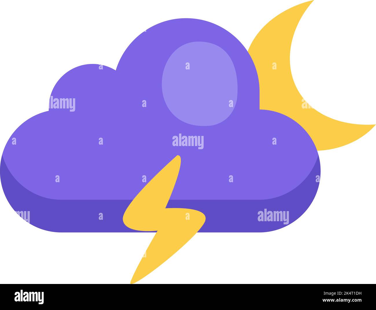 Night with thunder, illustration, vector on a white background Stock ...