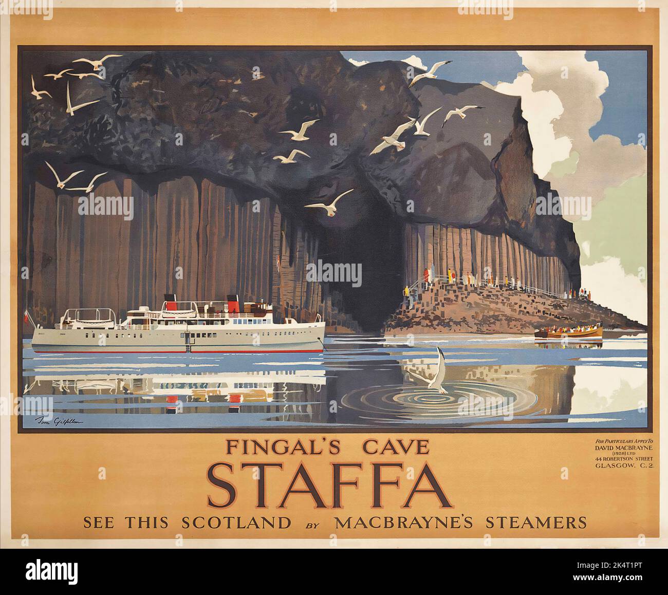 Vintager Travel Poster - Tom Gilfillan - FINGAL'S CAVE, STAFFA c 1930 ...