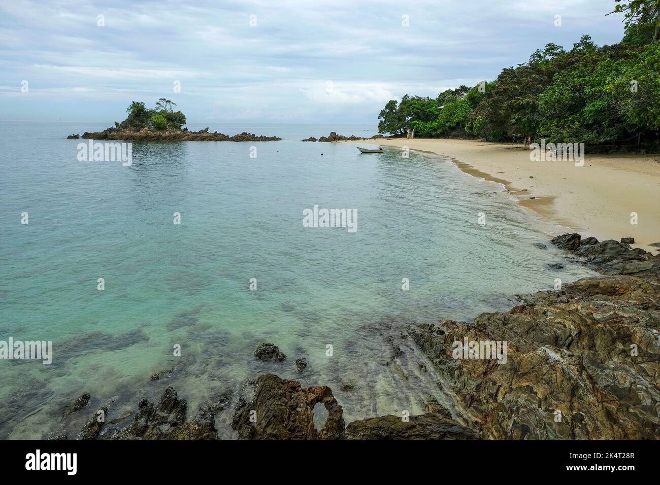 Views of a beach on Kapas Island in the Marang District in Malaysia ...