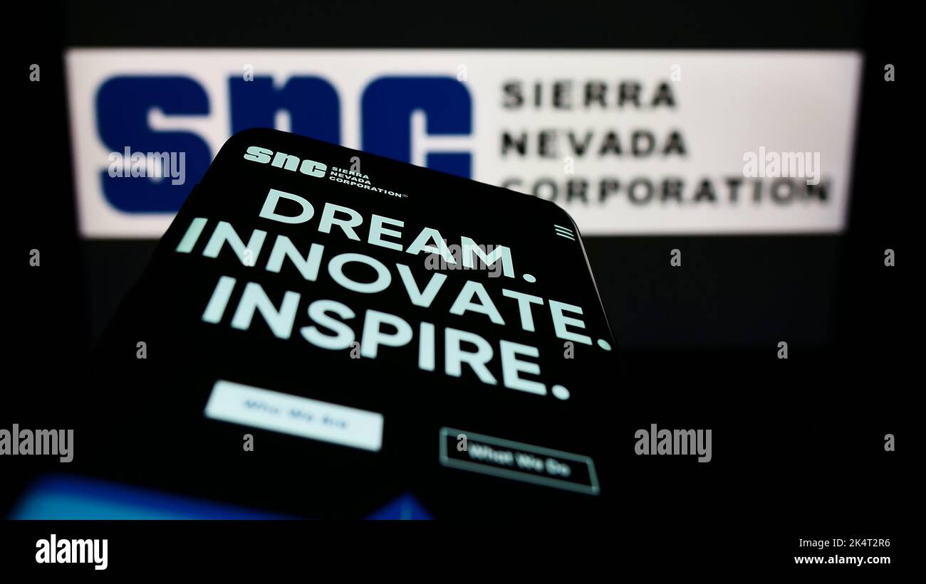 Smartphone with website of US aerospace company Sierra Nevada ...