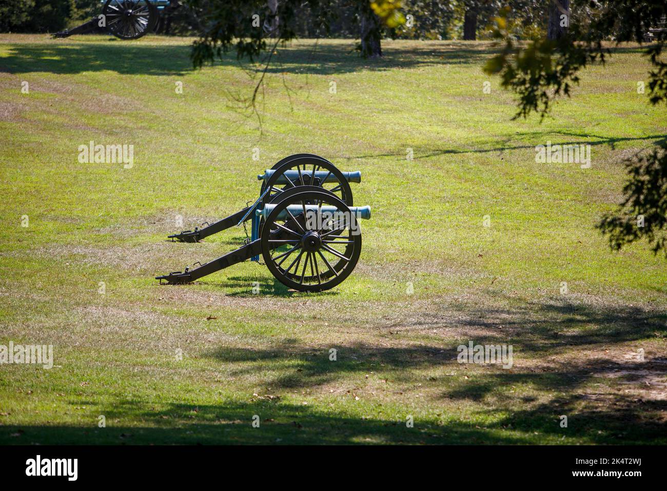 Side view of a blue M1857 12-Pounder, the Napoleon, an American civil ...