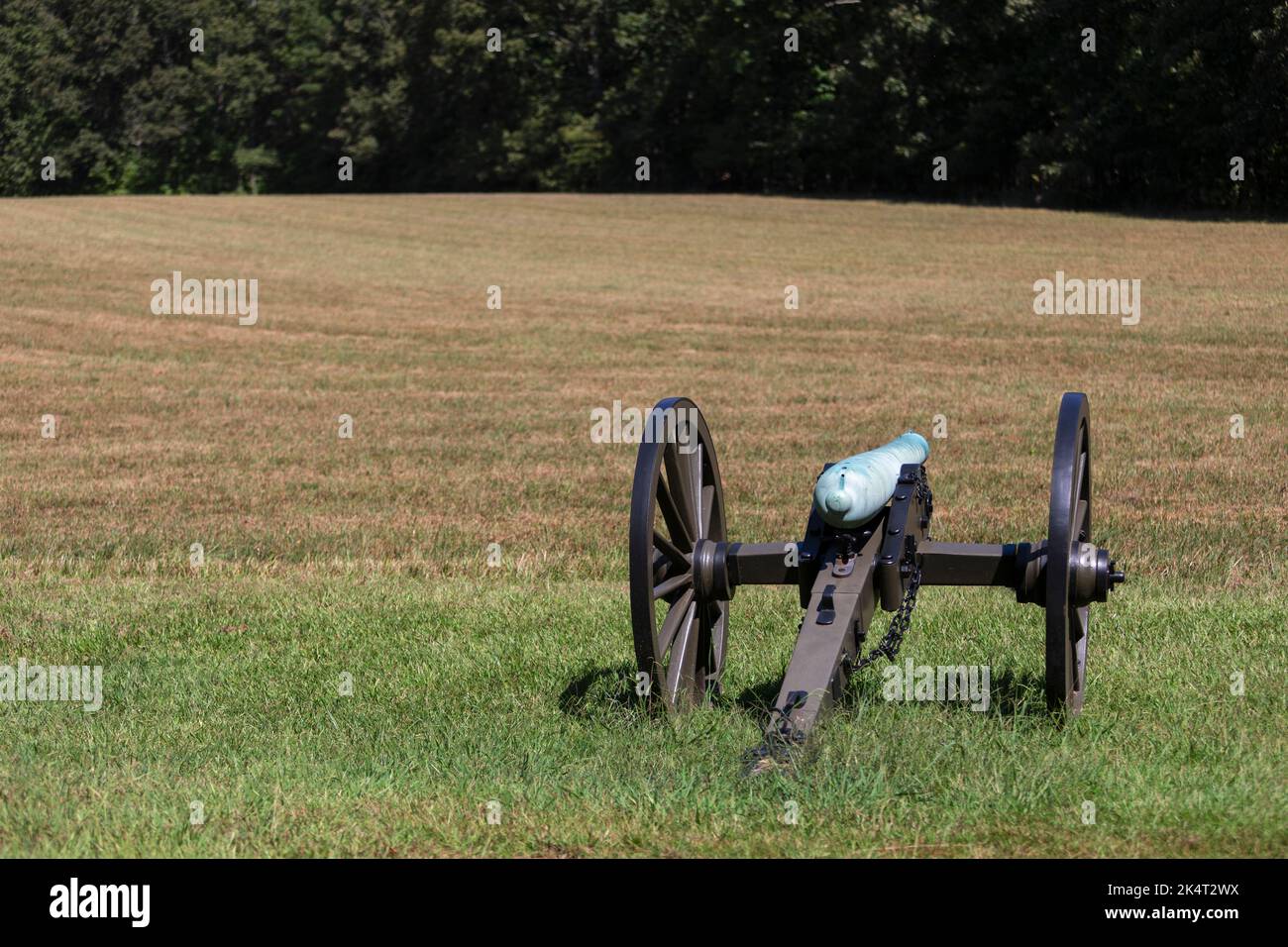 Back view of a blue M1857 12-Pounder, the Napoleon, an American civil ...